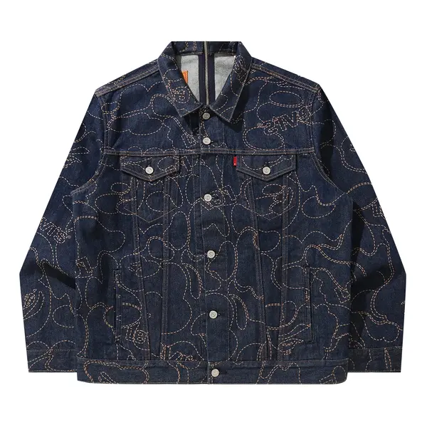 A BATHING APE X Levi's Camo Trucker Jacket - Blue