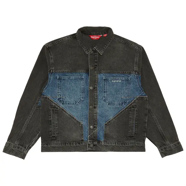 Supreme 2-tone Paneled Denim Jacket - Black