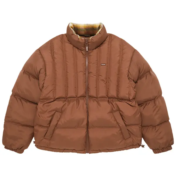 Supreme Flannel Reversible Puffer Jacket - Brown