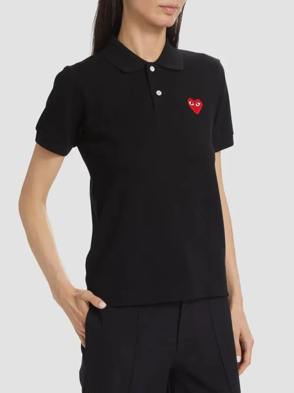 Play Comme Des Garcon Heart Cotton Polo Shirt