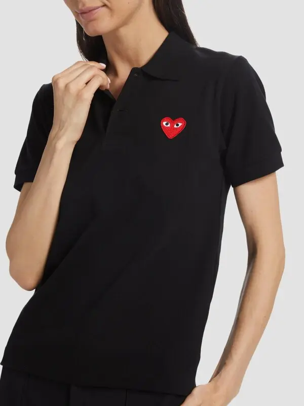 Play Comme Des Garcon Heart Cotton Polo Shirt