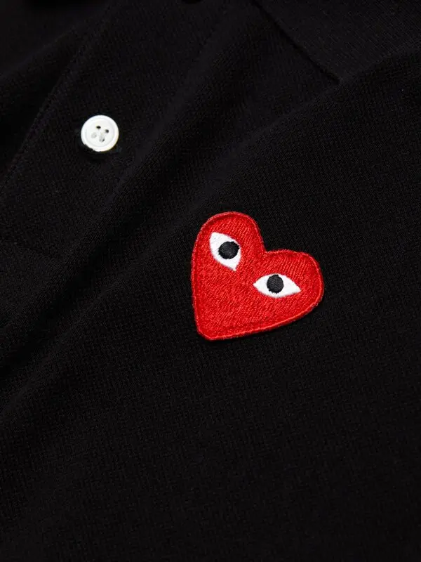 Play Comme Des Garcon Heart Cotton Polo Shirt