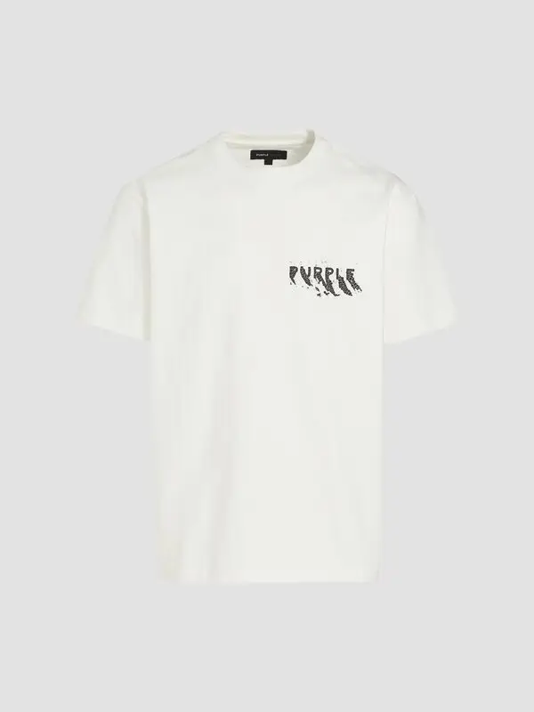 PURPLE BRAND Graphic Logo Knit Jersey Crewneck T-shirt - White