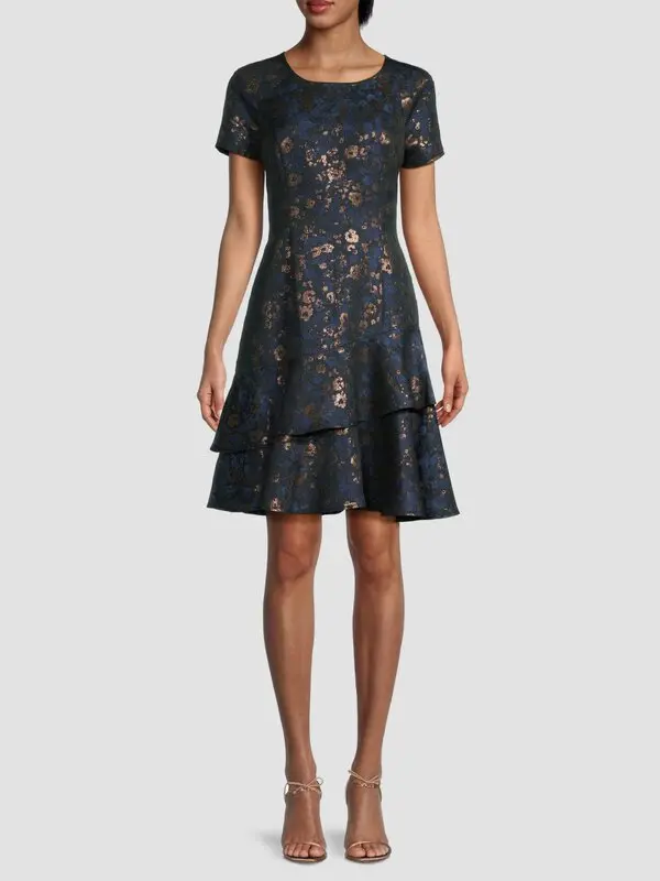 Shani Floral Jacquard Tiered Minidress