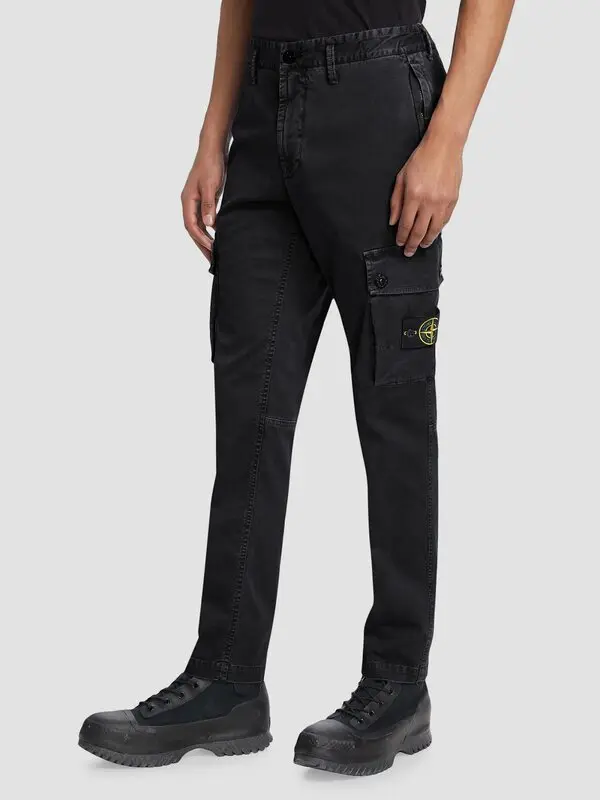 Stone Island Broken Twill Cotton Trousers - Black