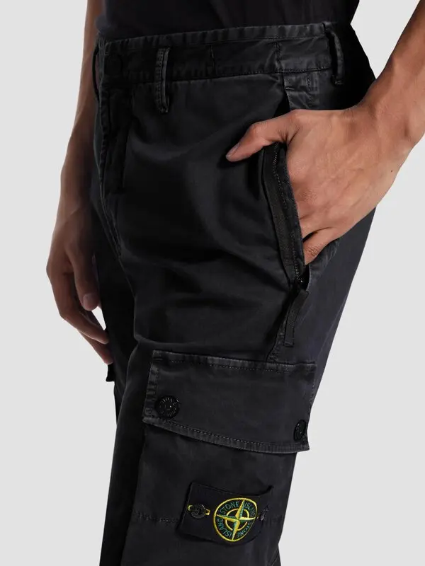 Stone Island Broken Twill Cotton Trousers - Black