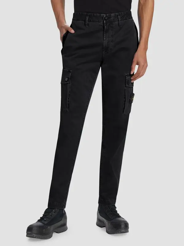 Stone Island Broken Twill Cotton Trousers - Black