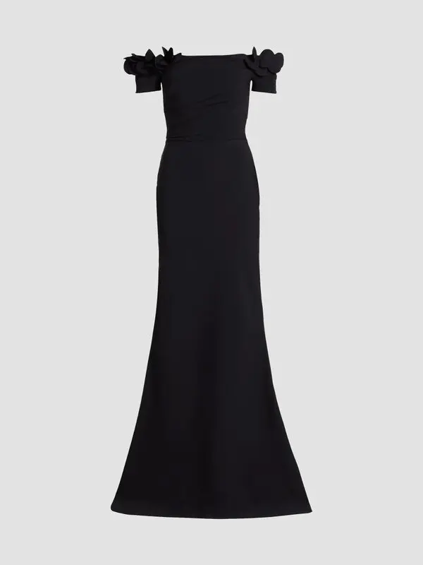 Chiara Boni La Petite Robe Yiana Floral Appliqué Gown - Black