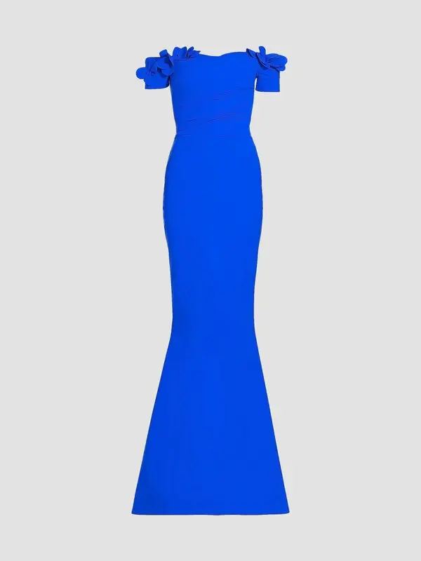 Chiara Boni La Petite Robe Yiana Floral Appliqué Gown - Blue Klein