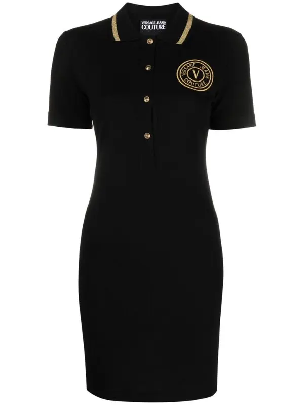 Versace V-emblem Polo Minidress - Black