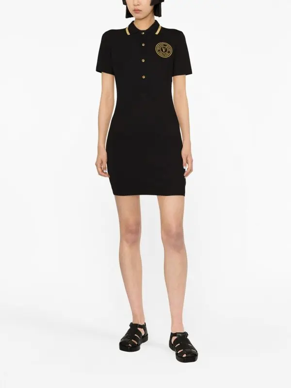 Versace V-emblem Polo Minidress - Black
