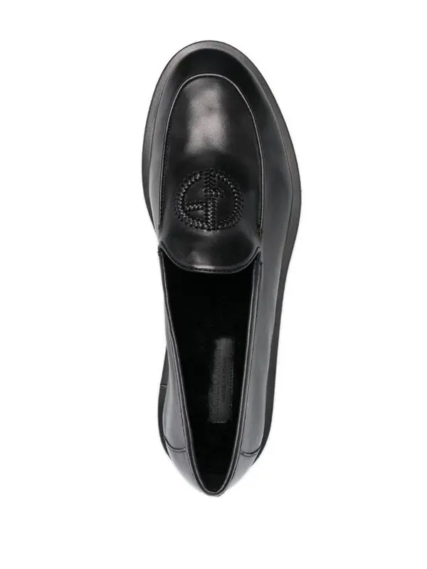 Giorgio Armani Embroidered Logo Deerskin Loafer Rubber Sole Sz 11 $1095 Giorgio Armani Deerskin Loafers With Embroidered Logo  main image 4