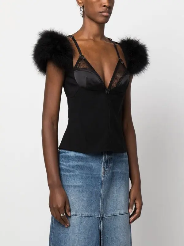 Dsquared2 Feather-trim Bustier Top