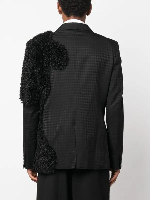 Comme Des Garçons Check-print Shearling-detail Blazer