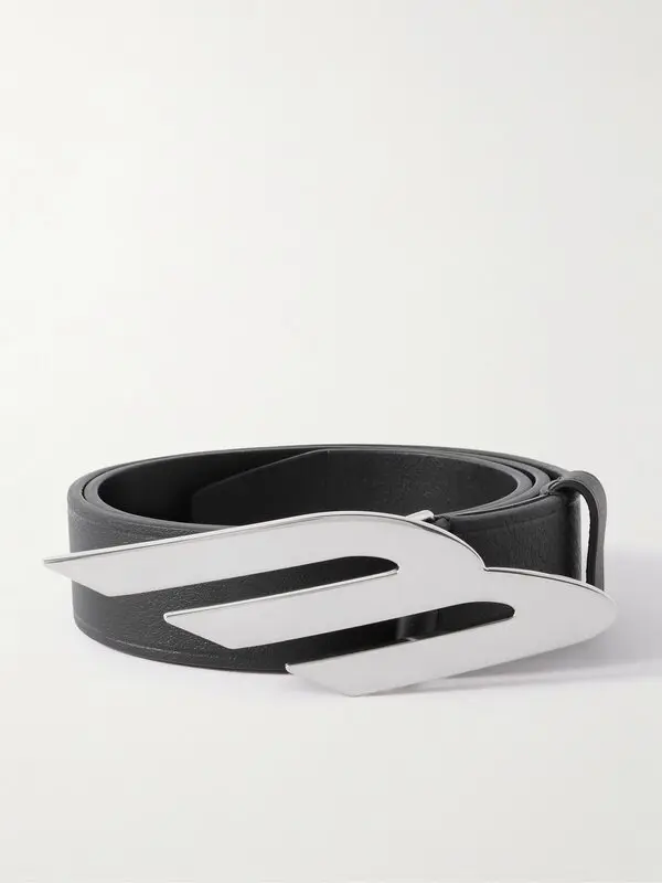 Balenciaga 3.5cm Logo-embellished Textured-leather Belt - Black