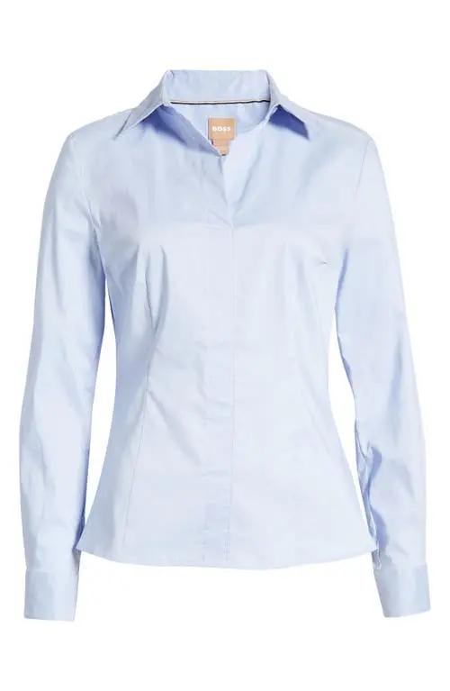 BOSS Bashinah Cotton-blend Blouse - Chambray Blue