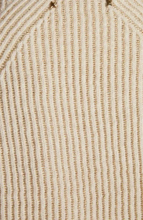 GOLDEN GOOSE Chain Detail Wool Blend Rib Cardigan