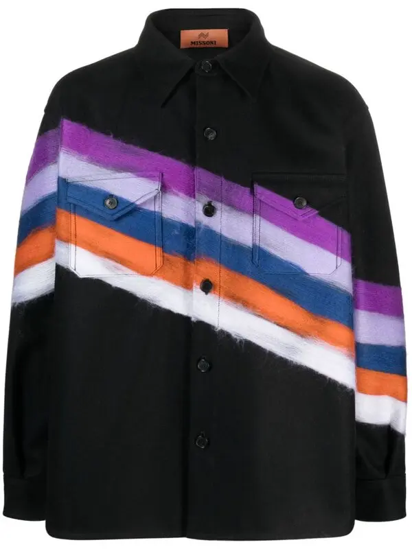 Missoni Brushed-effect Striped Shirt Jacket