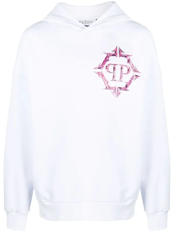 Philipp Plein Chrome Logo Hoodie - White