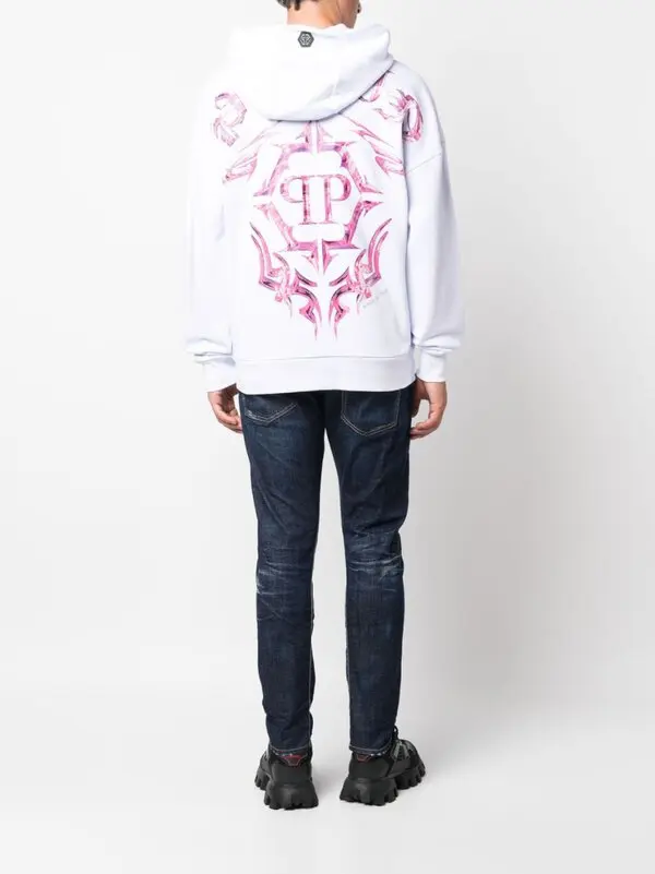 Philipp Plein Chrome Logo Hoodie - White