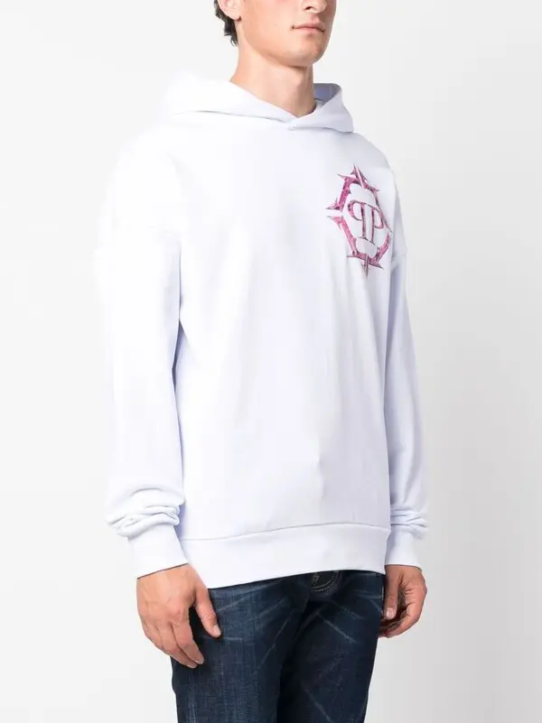 Philipp Plein Chrome Logo Hoodie - White