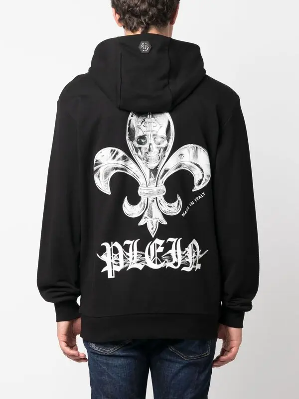 Philipp Plein Chrome Skull-print Hoodie - Black