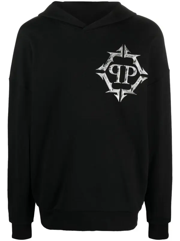 Philipp Plein Chrome Logo-print Hoodie - Black