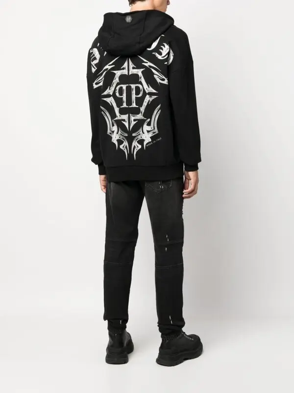 Philipp Plein Chrome Logo-print Hoodie - Black