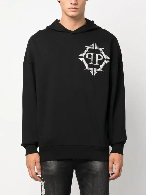 Philipp Plein Chrome Logo-print Hoodie - Black