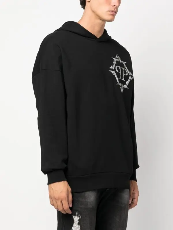 Philipp Plein Chrome Logo-print Hoodie - Black