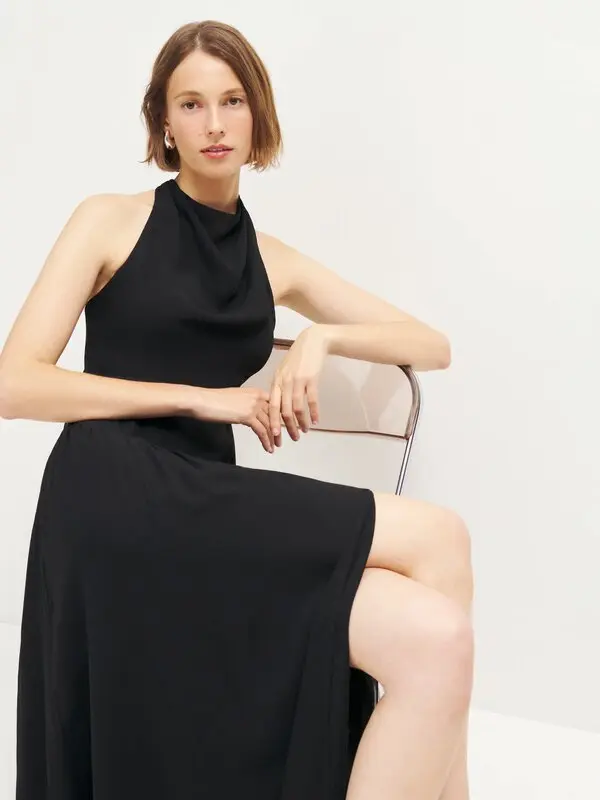 REFORMATION Shanise Midi Dress With Cowl Neckline And Slit