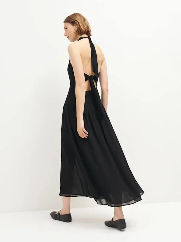REFORMATION Shanise Midi Dress With Cowl Neckline And Slit