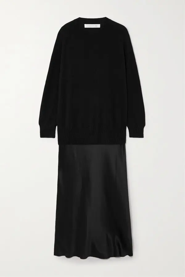Christopher Esber Monument Cashmere And Silk-satin Maxi Dress - Black