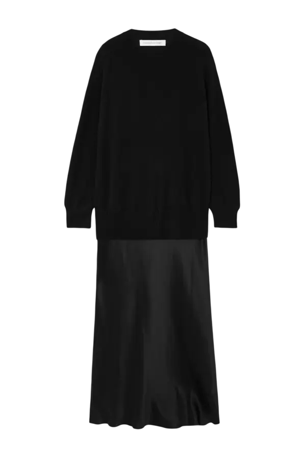 Christopher Esber Monument Cashmere And Silk-satin Maxi Dress - Black