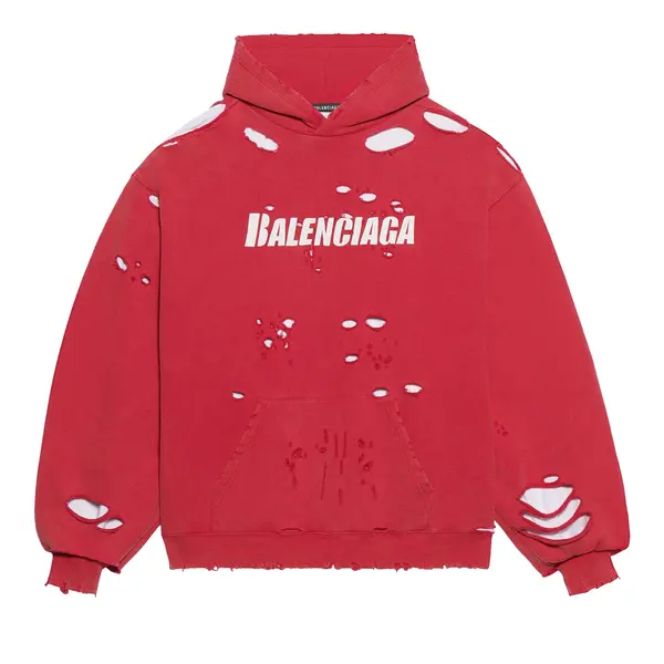 Balenciaga Destroyed Hoodie - Red