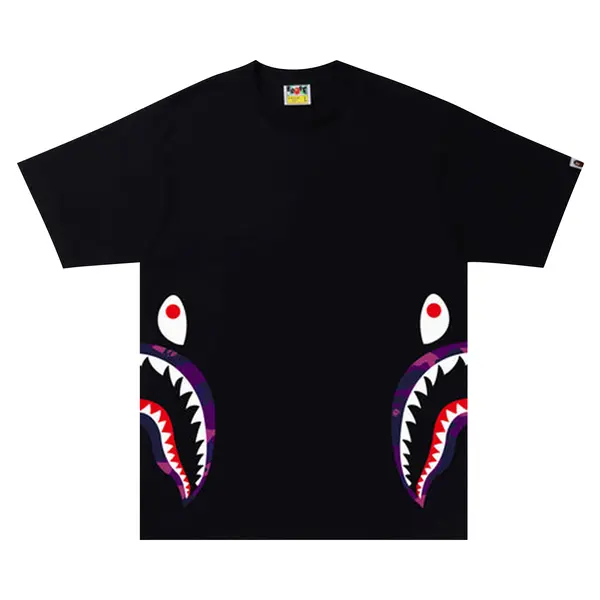 A BATHING APE Color Camo Side Shark Tee /purple - Black