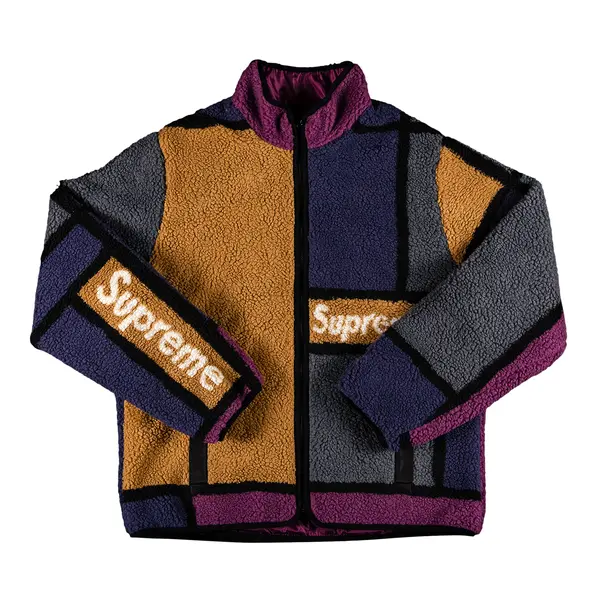Supreme Reversible Colorblocked Fleece Jacket - Purple
