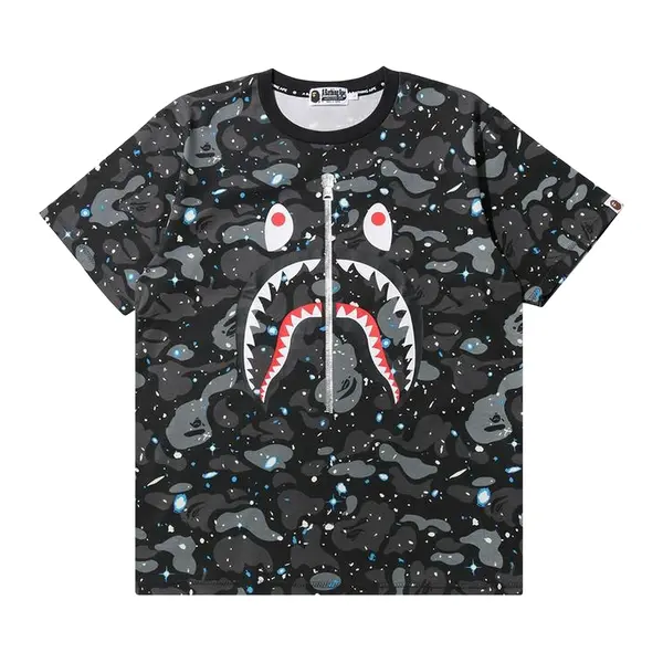 A BATHING APE Space Camo Shark Tee - Black