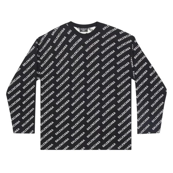 Balenciaga All-over Logo Crewneck - Black