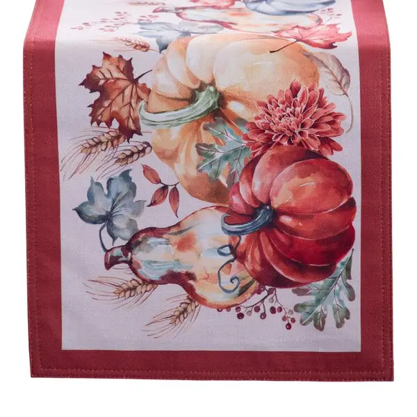 ELRENE HOME FASHIONS Botanical Harvest Pumpkin Engineered Table Runner, 13 X 70
