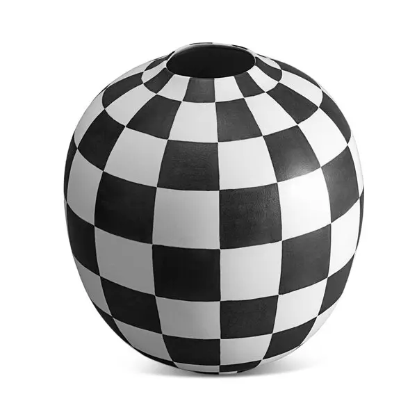 L'Objet Damier Large Porcelain Vase - Indigo/natural