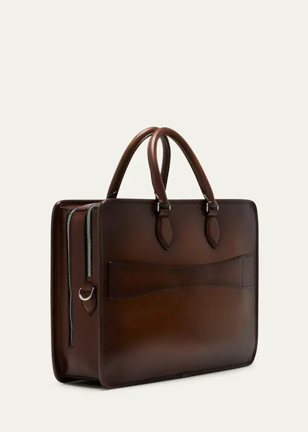 Berluti Deux Jours Scritto Swipe Leather Briefcase