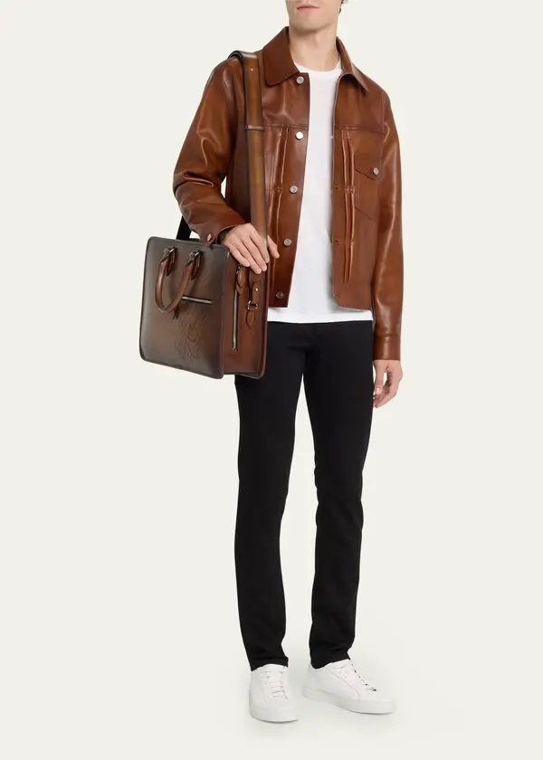 Berluti Deux Jours Scritto Swipe Leather Briefcase