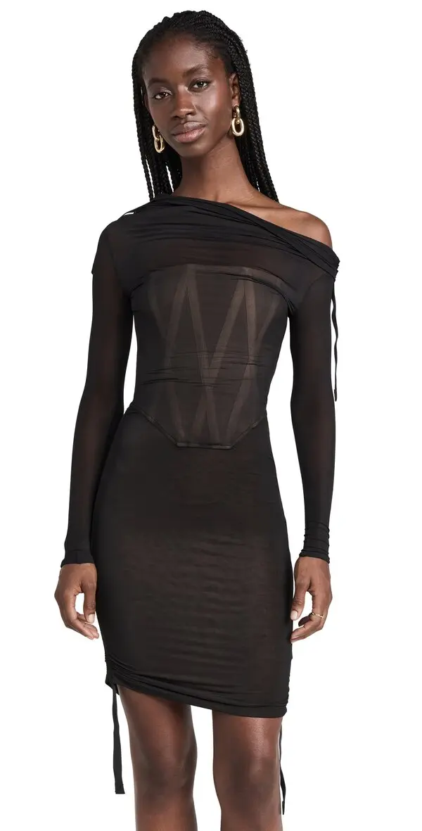 DION LEE Hosiery Overlay Gathered Dress