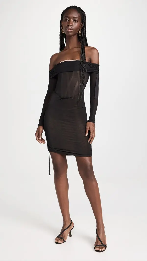 DION LEE Hosiery Overlay Gathered Dress