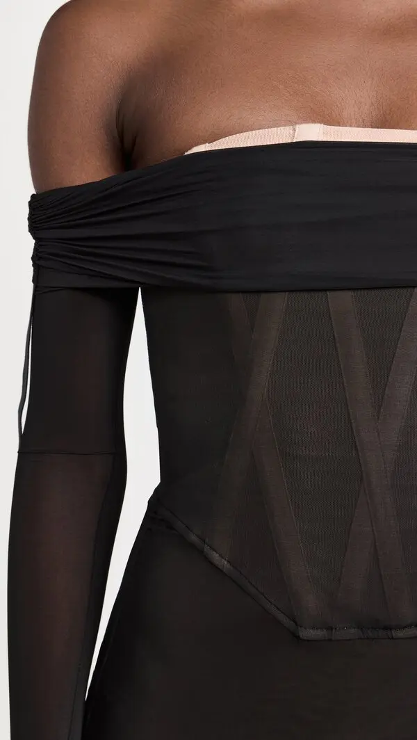 DION LEE Hosiery Overlay Gathered Dress
