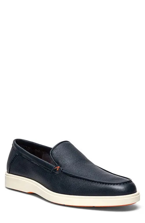 Santoni Botanist Slip-on Loafer - Blue Leather