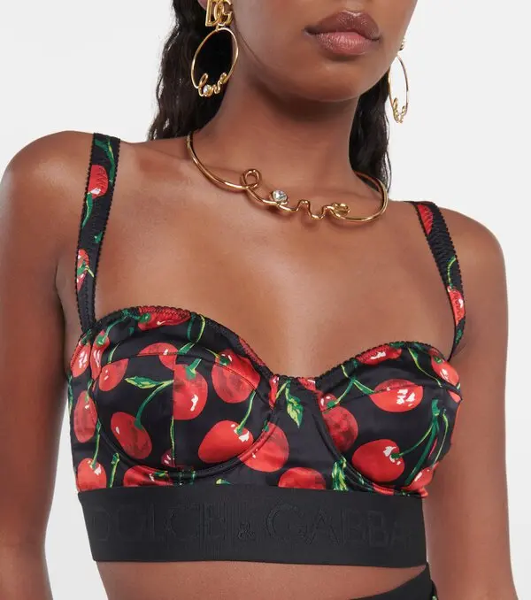 Dolce & Gabbana Cherry Silk-blend Bra