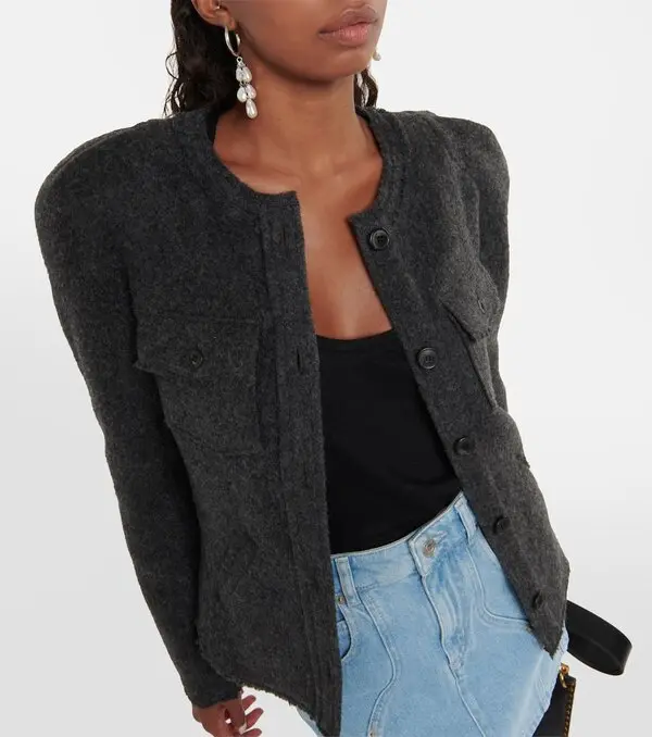 MARANT ETOILE Nelly Tweed Jacket - Grey