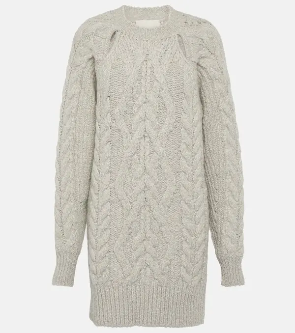Isabel Marant Nazae Cable-Knit Mini Sweater Dress In Grey - 30% Off |  Editorialist